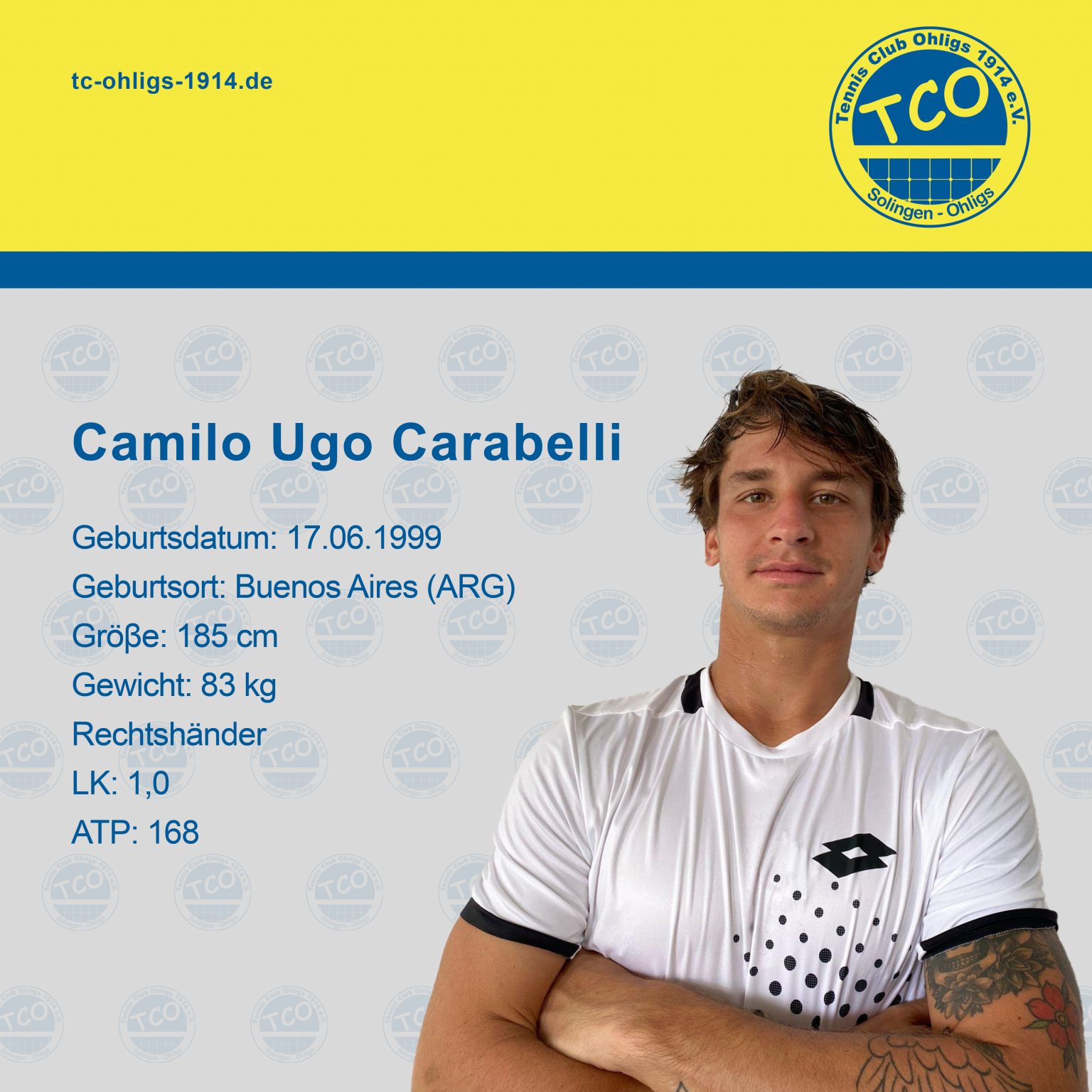Spielervorstellung – Camilo Ugo Carabelli – Tennis-Club Ohligs 1914 e.V.