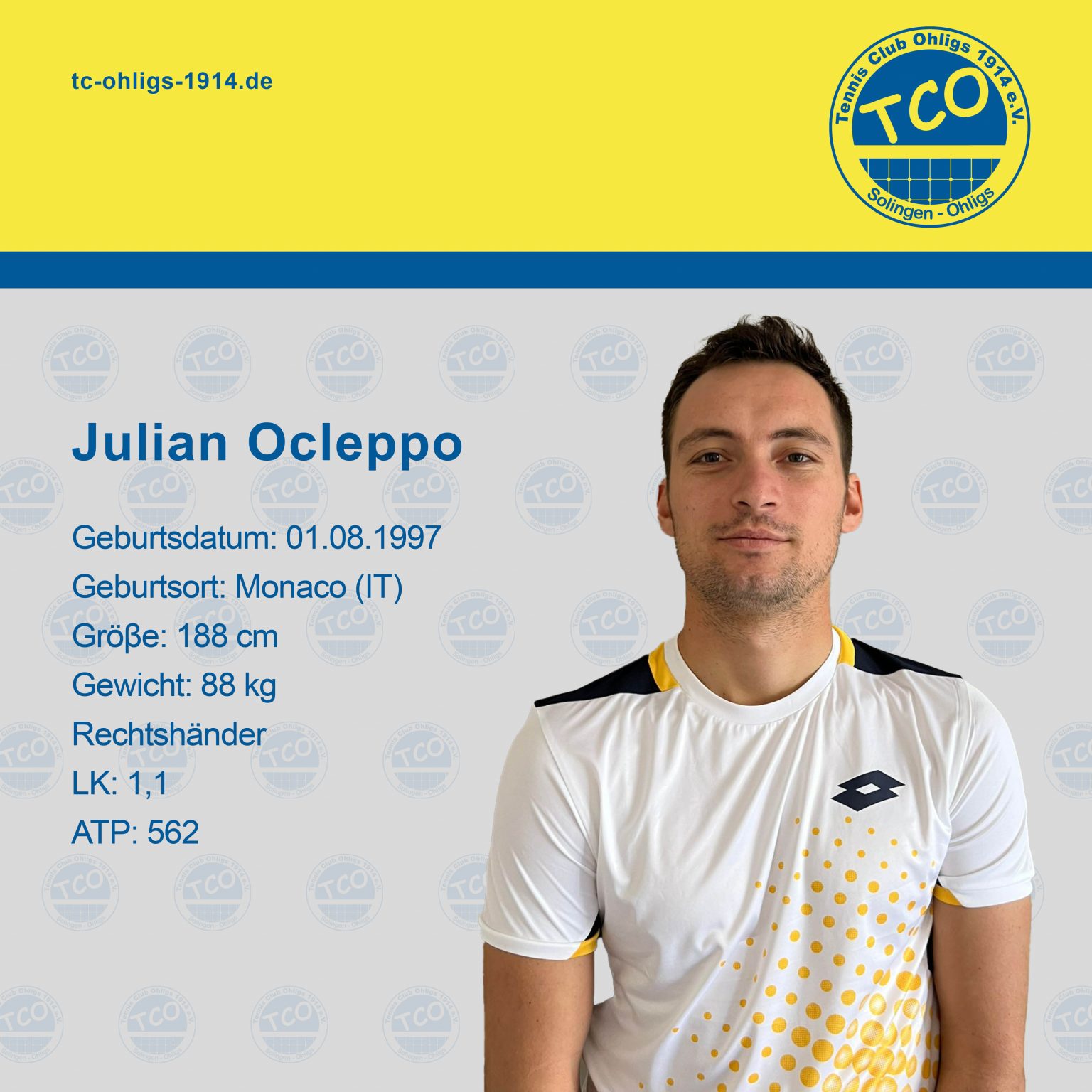 Spielervorstellung – Julian Ocleppo – Tennis-Club Ohligs 1914 e.V.